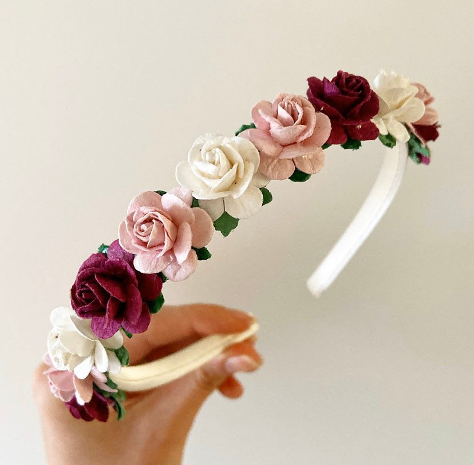 Flower Headband, Girls Flower Headband, Flower Girls Headband, Burgundy ...