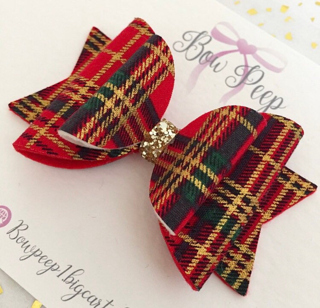 READY TO POST, Red Tartan Hair Bow, Tartan Hair Bow, Christmas Hair Bows, Bows for Christmas ...