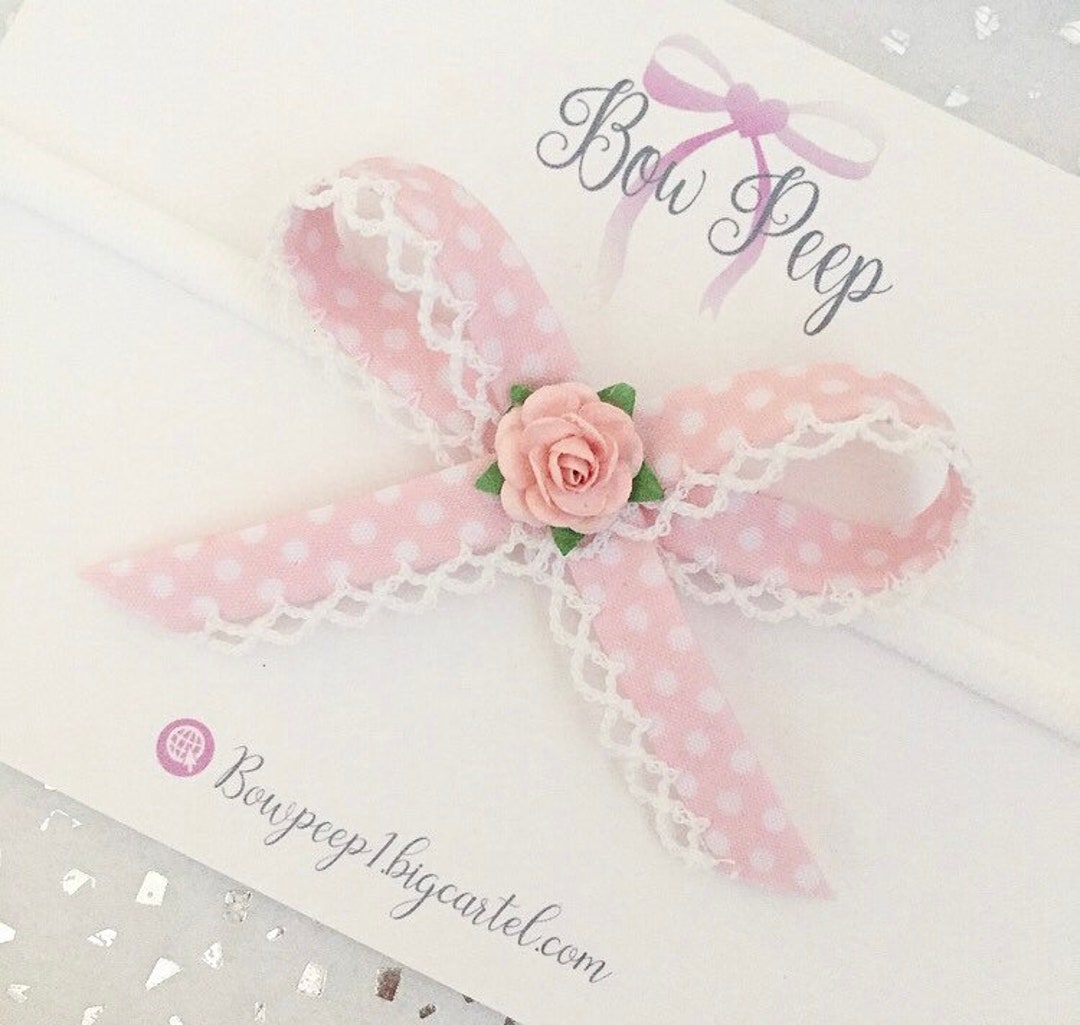 Spotty Bow, Polka Dot Bow, Dotty Bow, Pink Bow, Hand Tied Bow, Ribbon ...
