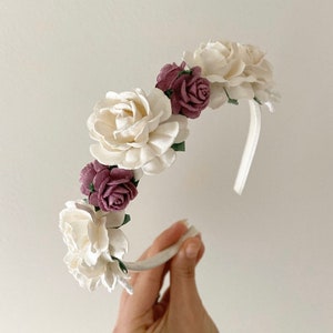 Ivory Headband, Satin Headband, Flower Headband, Flowergirl Headband ...