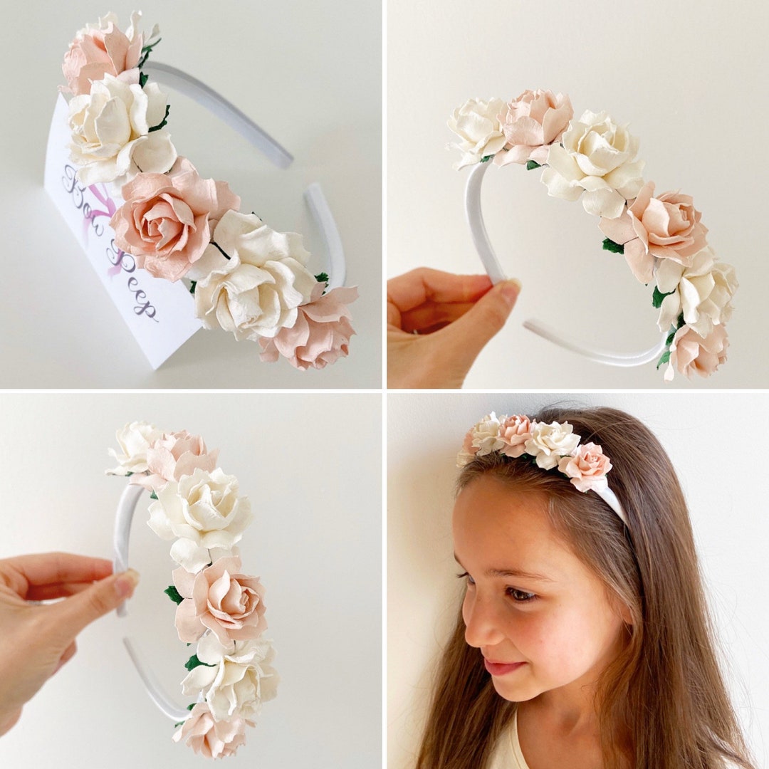 Flower Girl Headband, Satin Headband, Flower Girl Headpiece, Bridesmaid ...