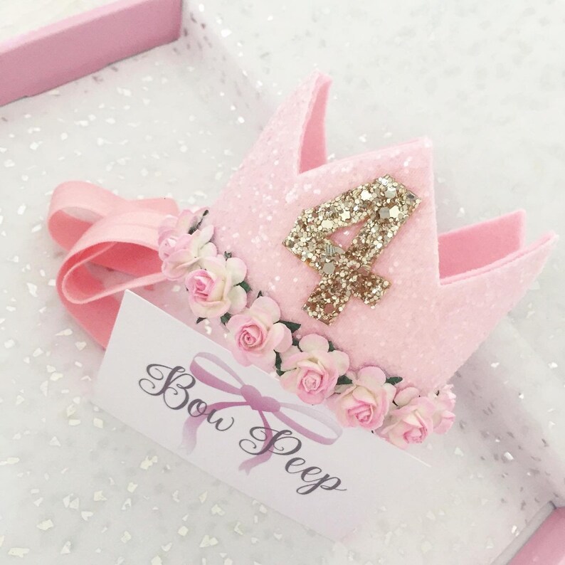 Birthday crown any age available pink birthday crown party | Etsy