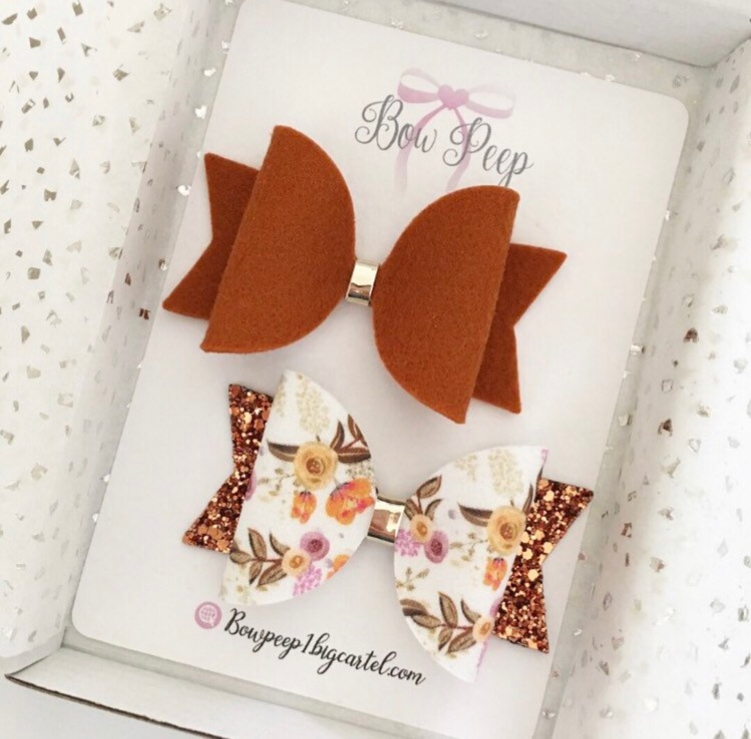 Autumn Hair Bows, Girls Hair Bows, Set of Hair Bows, Autumnal Hair Bows ...