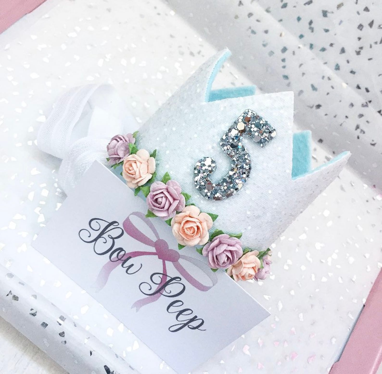 White Glitter Crown Any Age Available Birthday Crown Party | Etsy