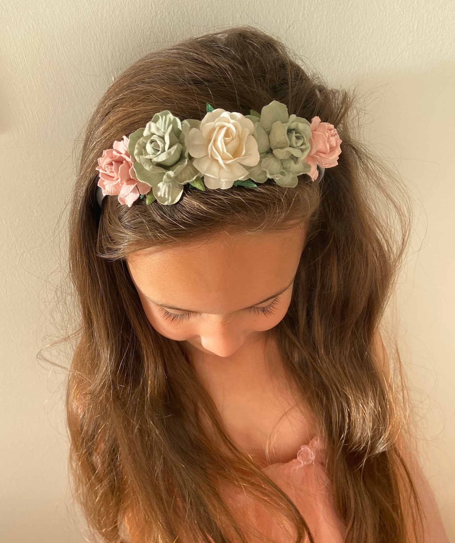 Flower Girl Headband Sage Green Headband Flower Headband - Etsy