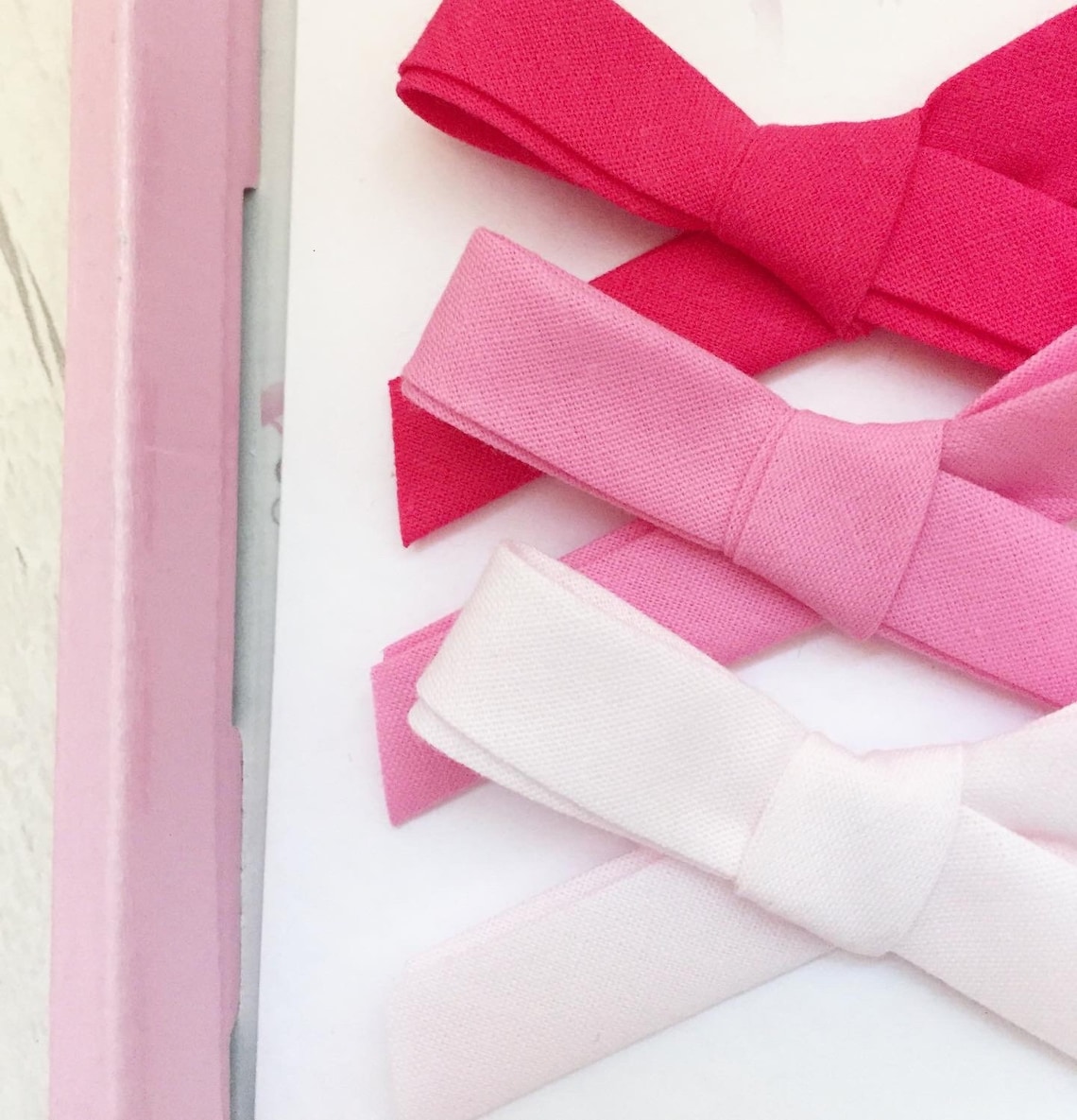 Pink Cotton Bow Hand Tied Bows Pink Bow Hand Bows Bows for - Etsy