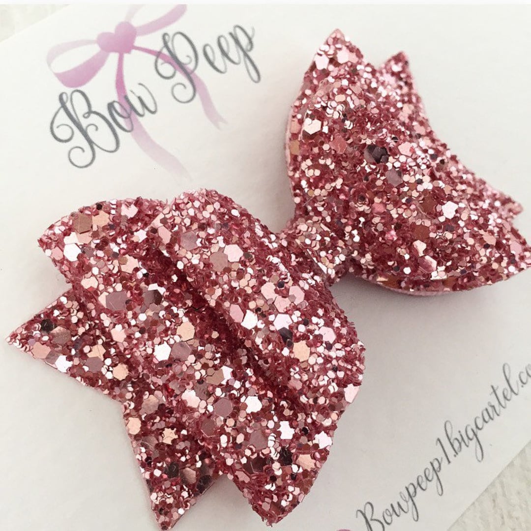 Dusty Pink Glitter Hair Bow, Glitter Hair Bow, Girls Hair Bow, Dusty ...