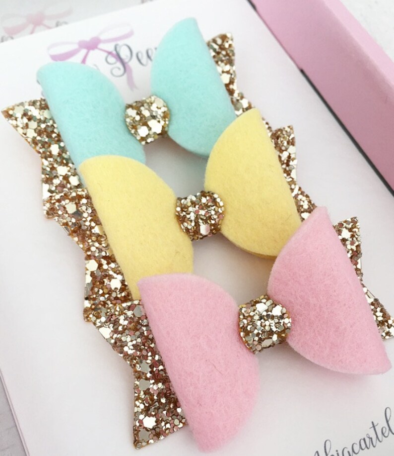 Mini Pastel Set of Hair Bows, Set of Bows, Bow, Bows, Babybows ...