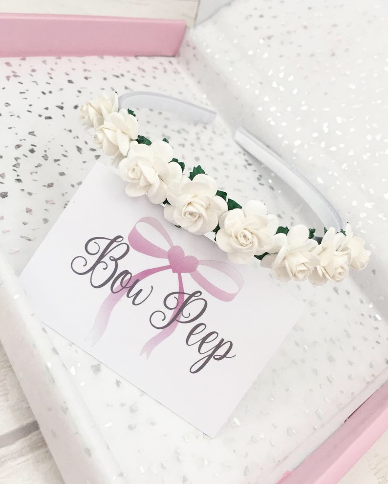 White Alice Band, White Satin Headband, Bridesmaid Flower Piece, Flower ...