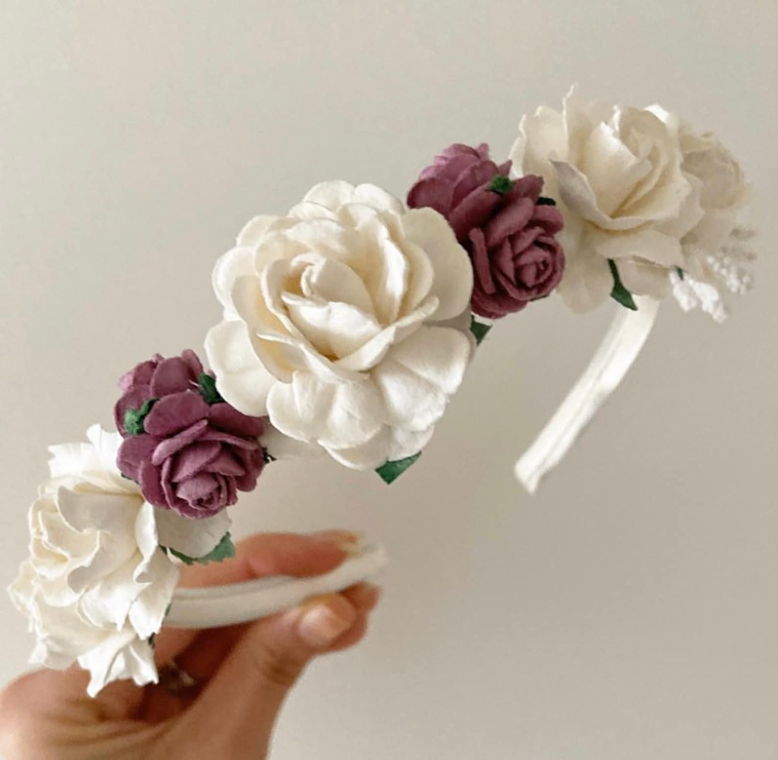 Ivory Headband, Satin Headband, Flower Headband, Flowergirl Headband ...