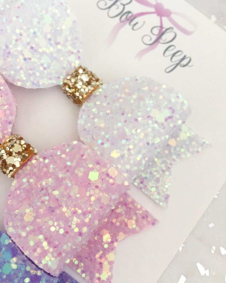 Princess Bows Princess Bow Pink Glitter Bow Purple Glitter | Etsy