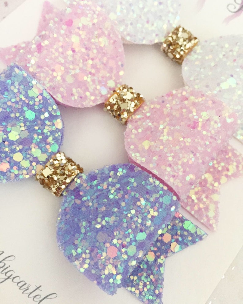 Princess Bows Princess Bow Pink Glitter Bow Purple Glitter | Etsy