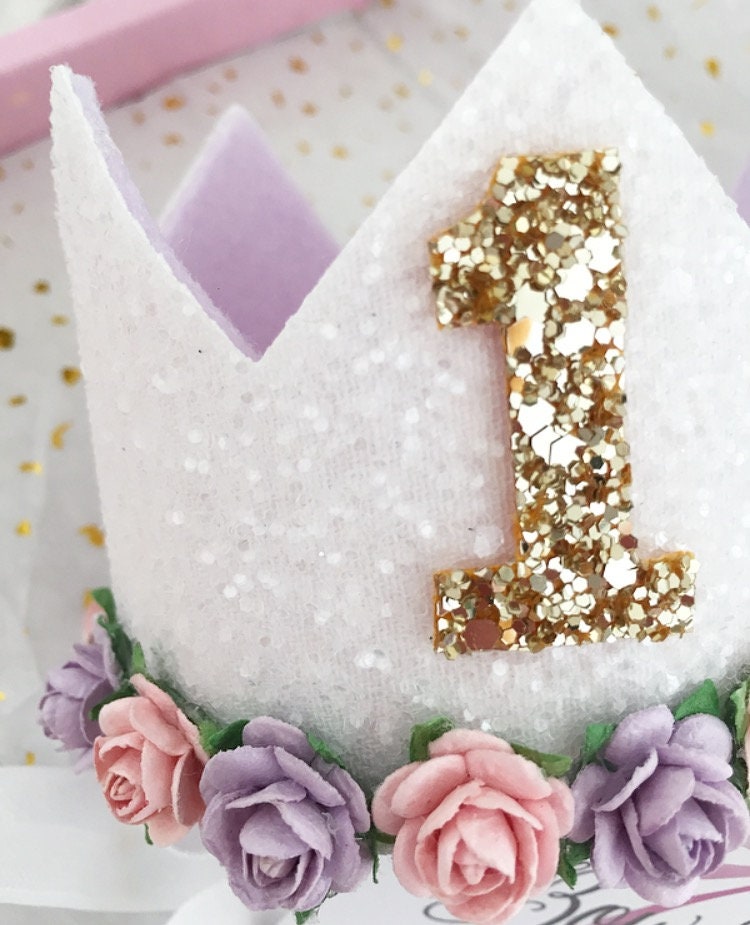 Birthday crown 1st birthday party hat white crown lilac | Etsy