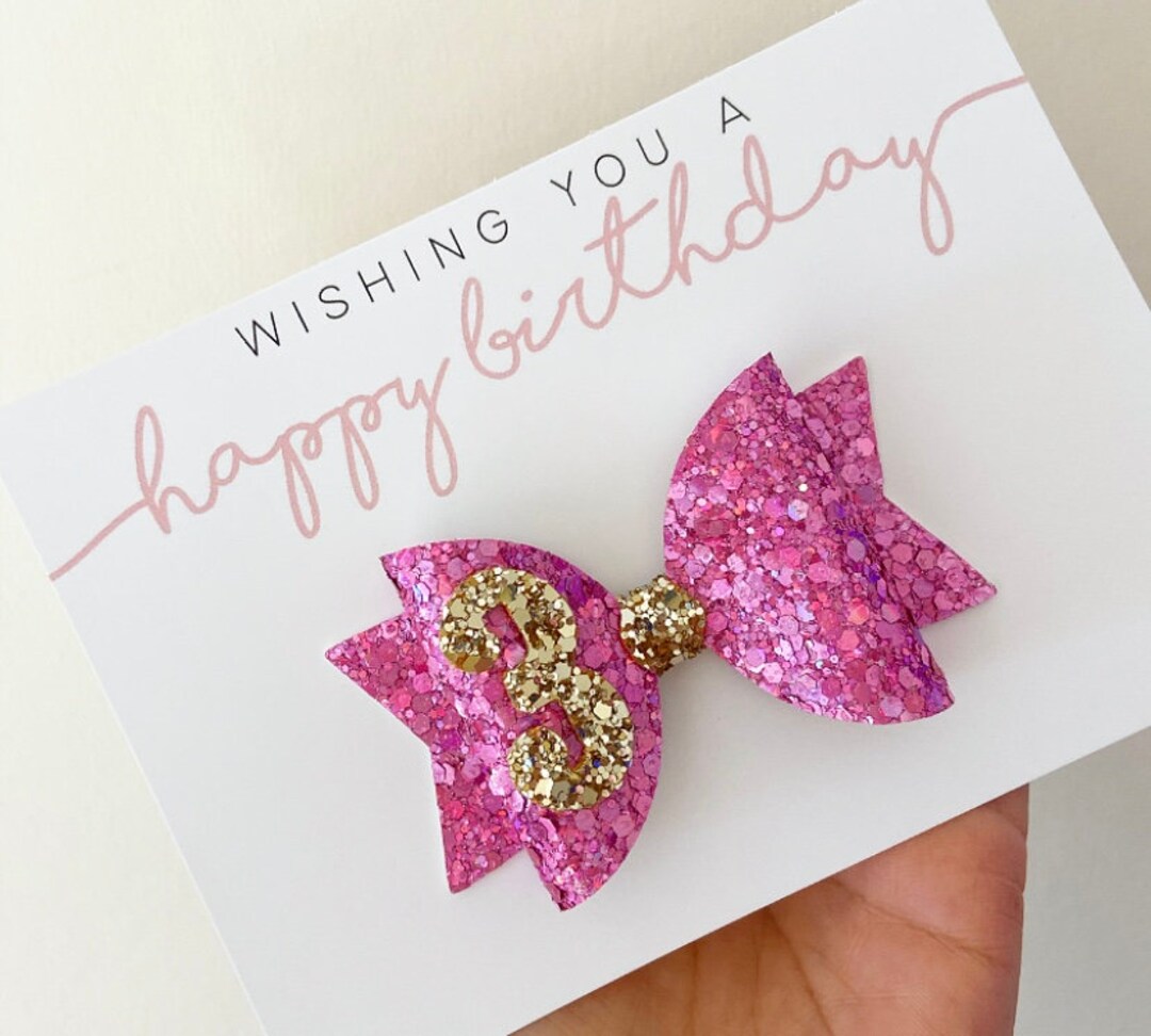 Girls Birthday Bow, Pink Birthday Hair Bow, 3rd Birthday Bow, 2nd ...