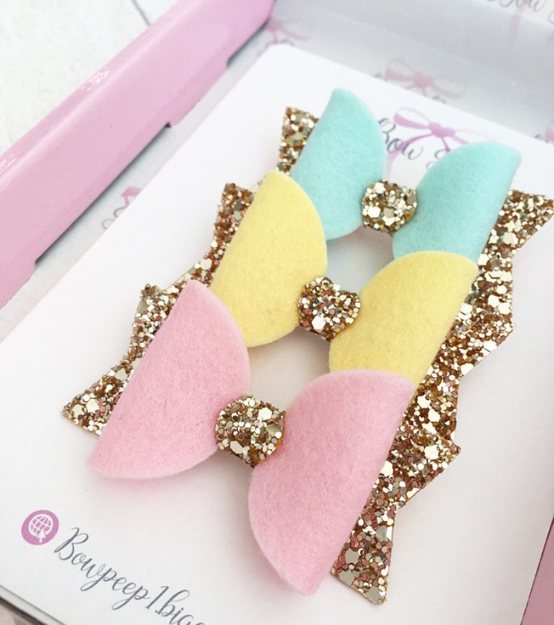 Mini Pastel Set of Hair Bows, Set of Bows, Bow, Bows, Babybows ...
