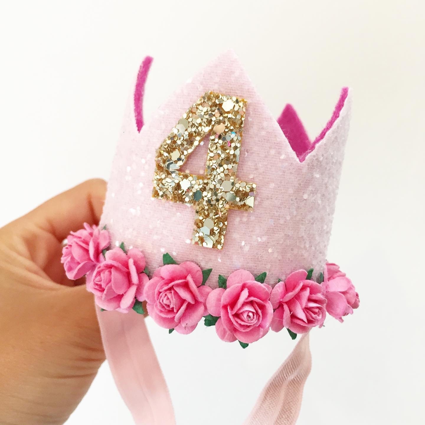 Birthday Crown Pink Glitter Crown Crown in UK Birthday - Etsy