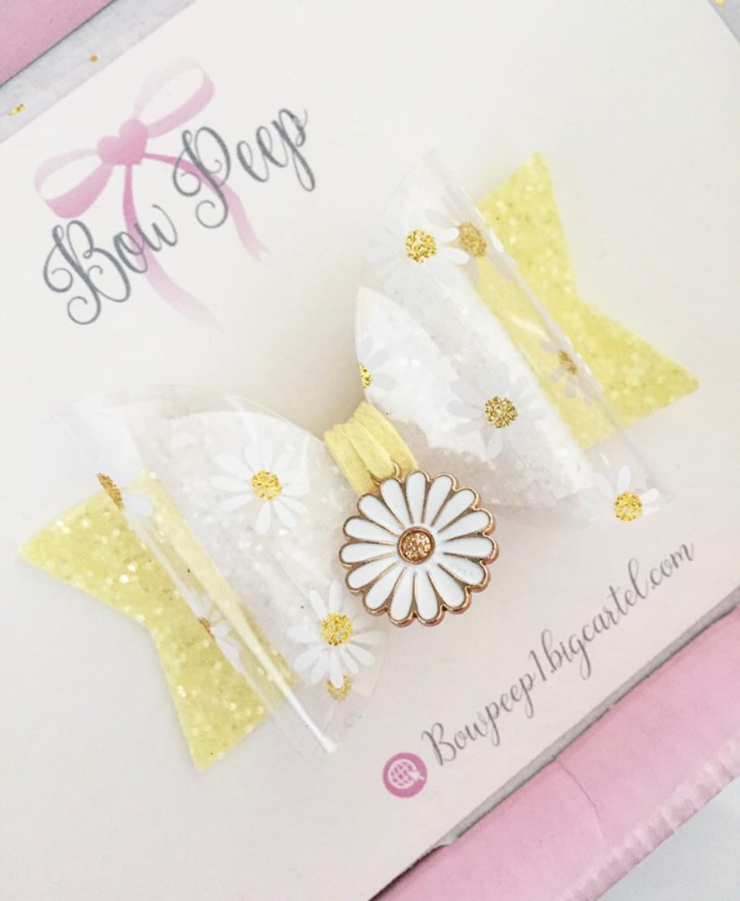 Daisy Hair Bow, Hair Bows in the UK, Spring Hair Bow, Transparent Hair ...