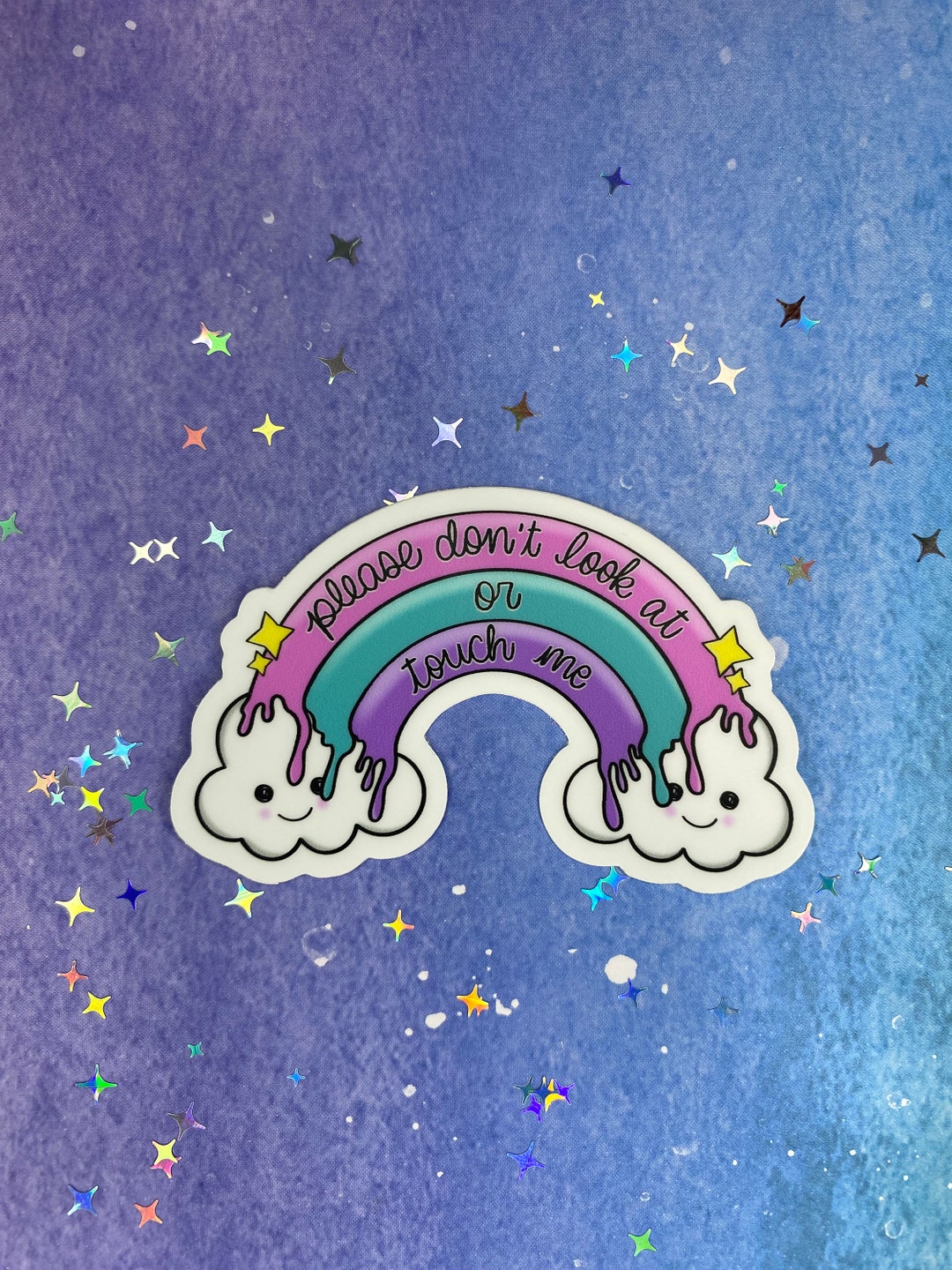 Please Dont Look at or Touch Me Introvert Rainbow Sticker 3 Rainbow ...