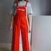 70s Red Wide Legs Retro Overalls / Vintage Iconic Seventies Bell Bottom ...