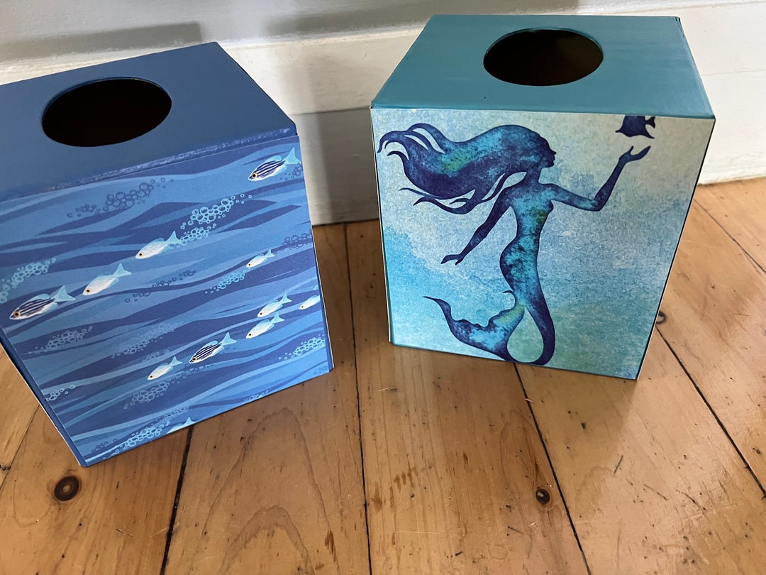 Mermaid Tissue Box Cover, Nautical Home Decor, Home Accent, Coastal ...