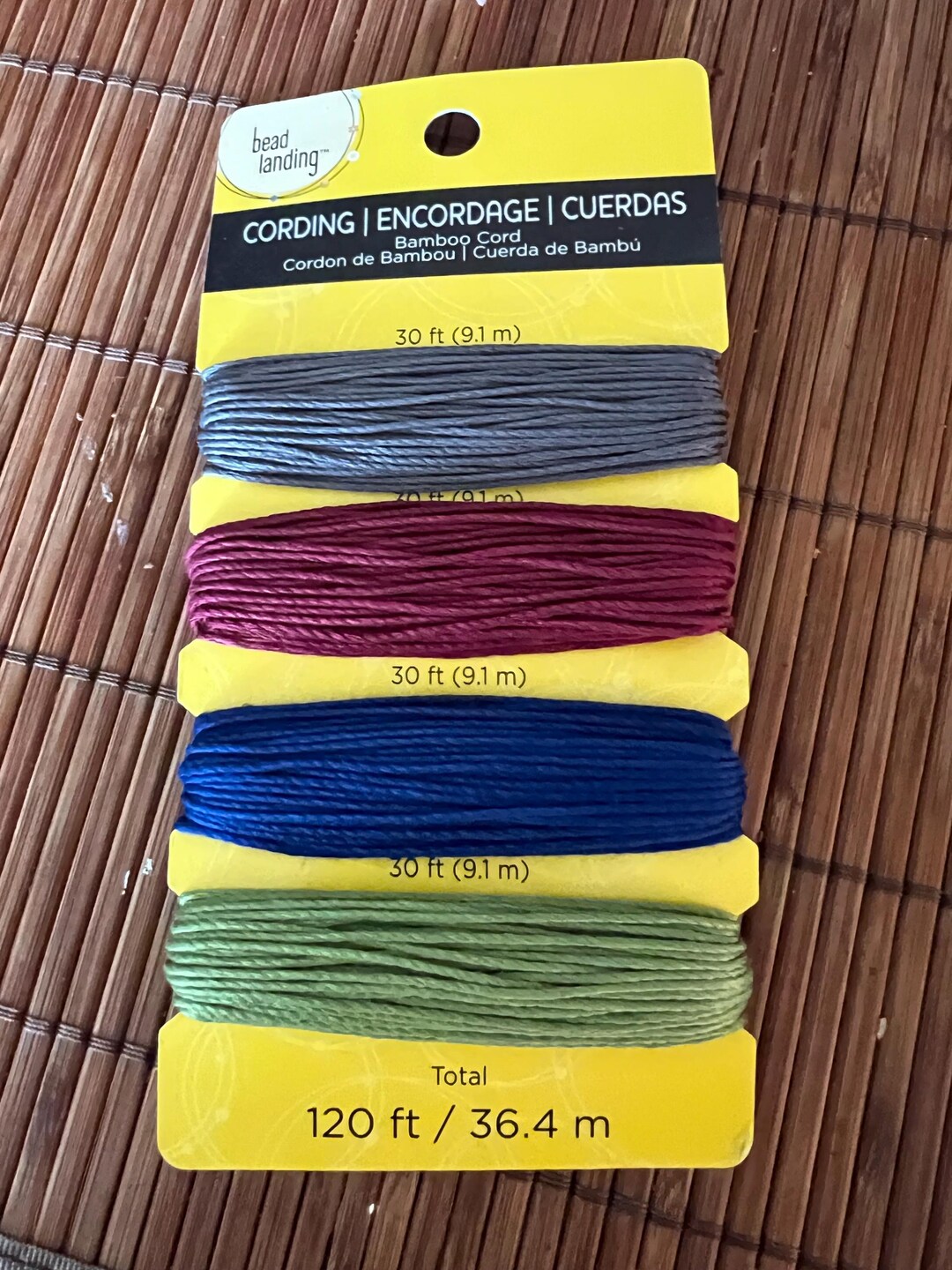 Bamboo Cord-jewel Tones -assorted 30 Ft Each, Total 120 Feet, Beading ...