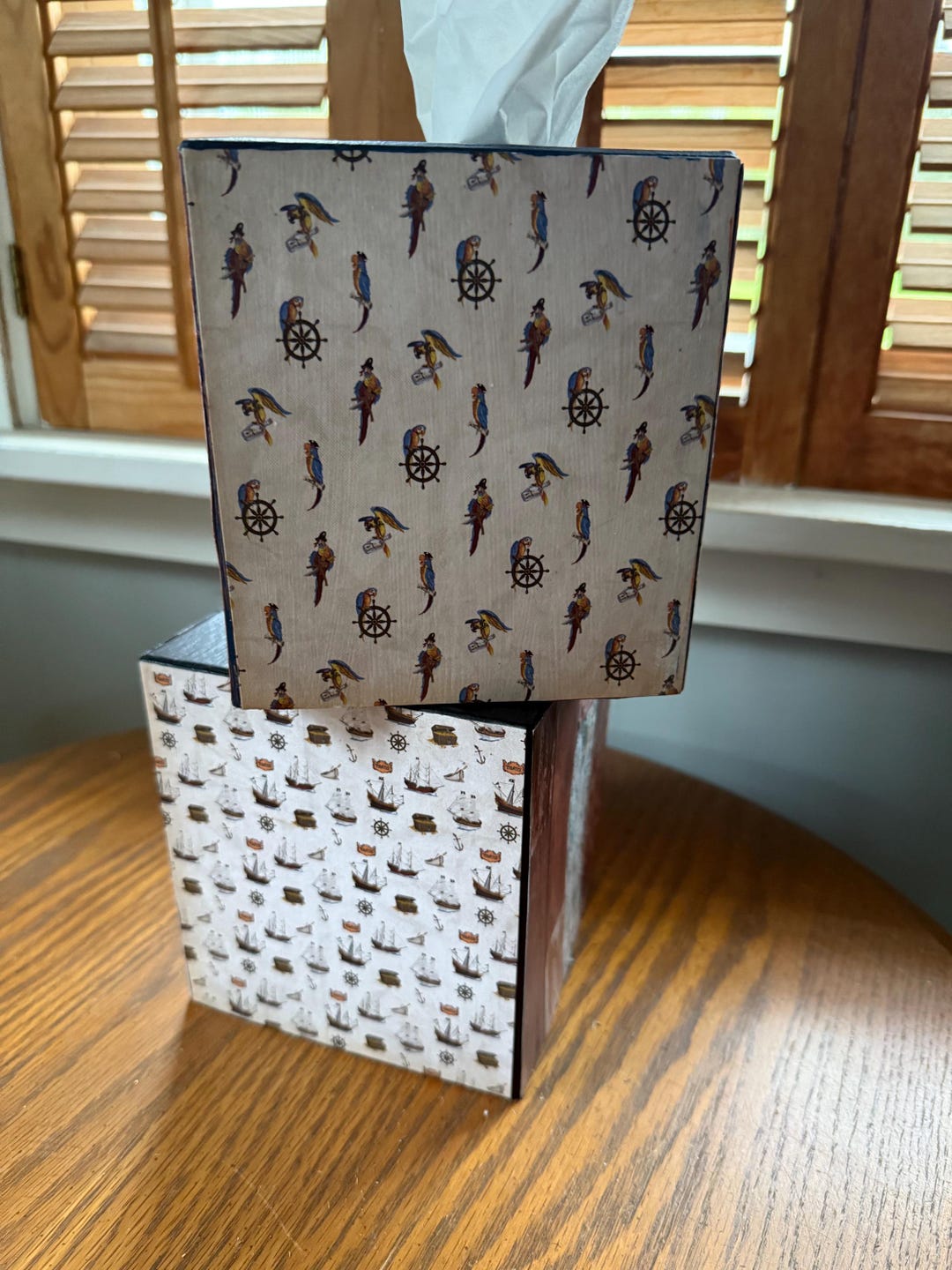 Nautical Tissue Box Cover, Pirate Ship Home Decor, Home Accent, Coastal ...