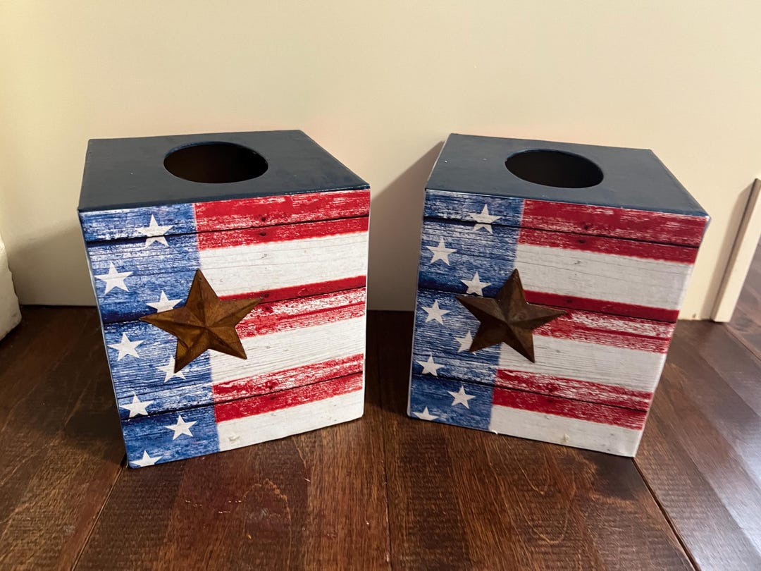 Patriotic Tissue Box Cover, American Home Decor, Home Accent, Mini ...