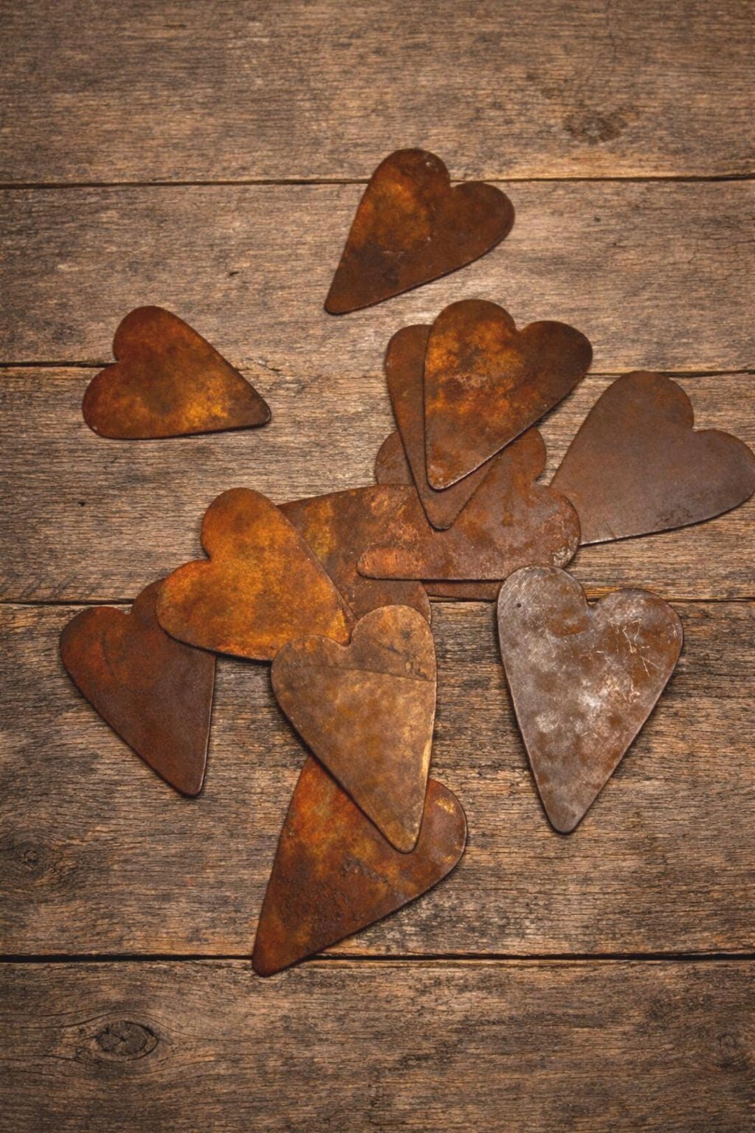 Rusty 2" Flat Hearts, Craft Supplies, Metal Craft Supply, Rusted Supply ...