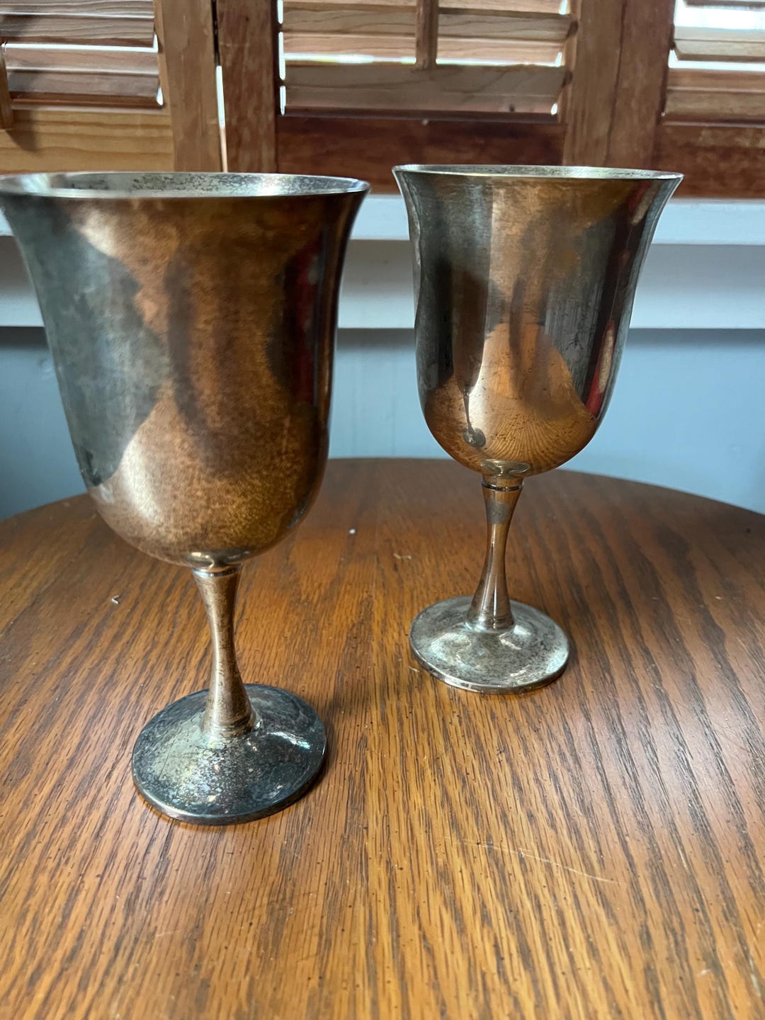 Vintage Silver Plated Goblets Pair, Goblets Wine Glasses Set 2, Silver ...
