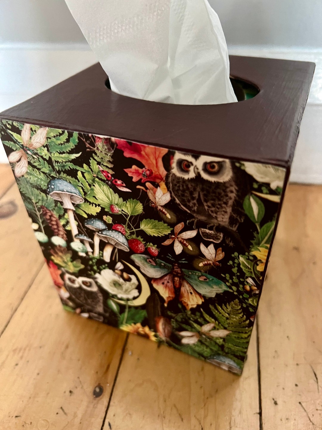 Mushroom Tissue Box Cover, Nature Themed Home Decor, Home Accent, Owl ...