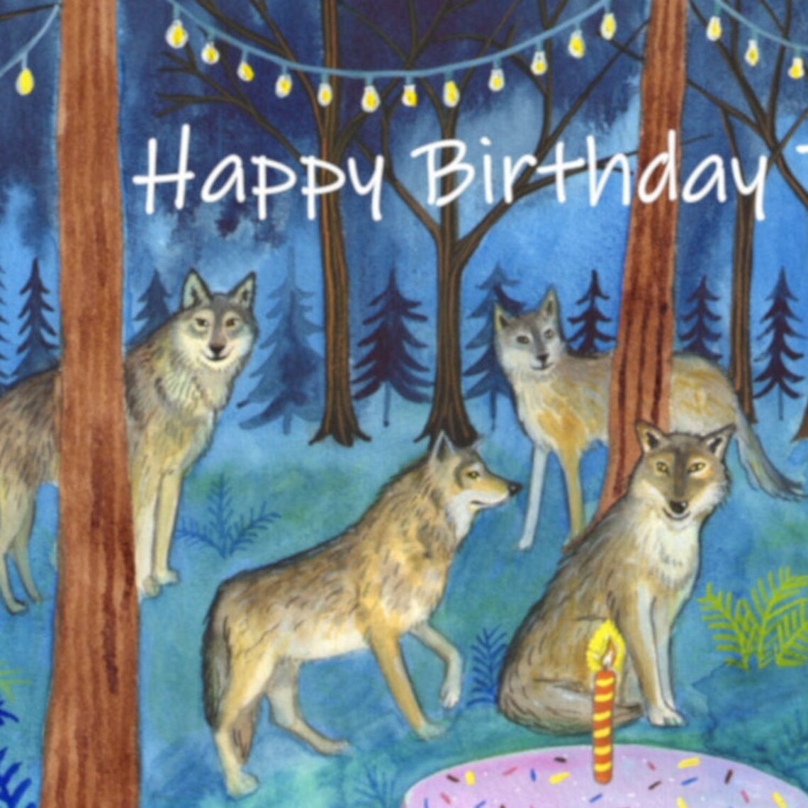 Birthday Wolves is a New Card by Laura Robertson of a Wolf - Etsy UK