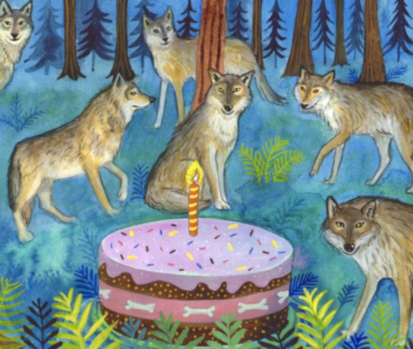Birthday Wolves is a New Card by Laura Robertson of a Wolf - Etsy UK