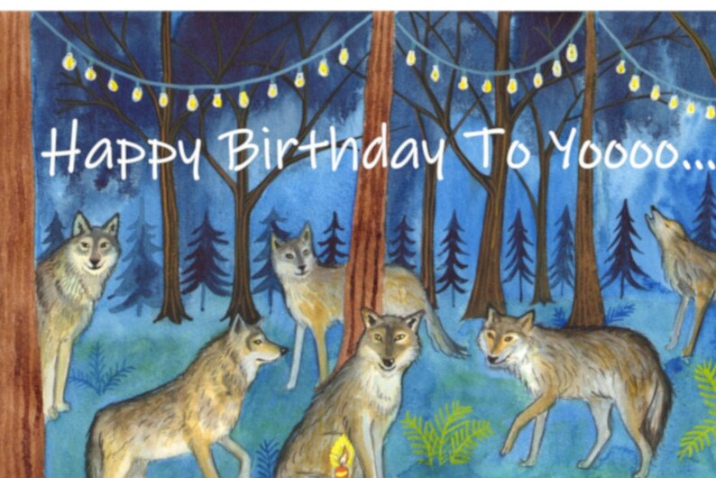 Birthday Wolves is a New Card by Laura Robertson of a Wolf - Etsy UK