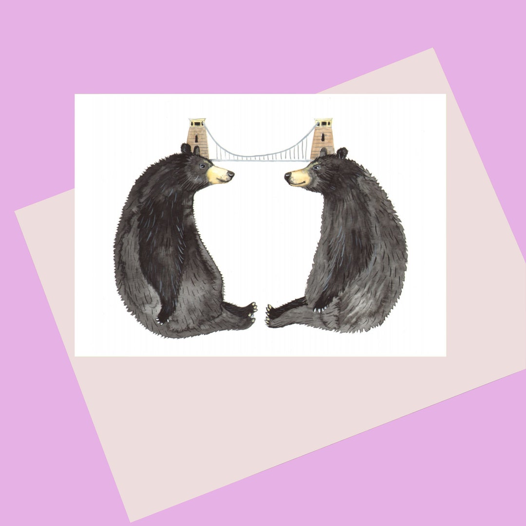 Clifton Suspension Bridge Bears A6 Greetings Card: Bristol UK - Etsy UK