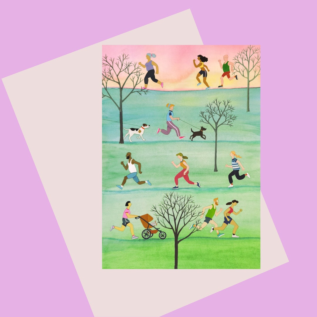 Park Runners Greetings Card: Watercolour Running Art (A6) - Etsy