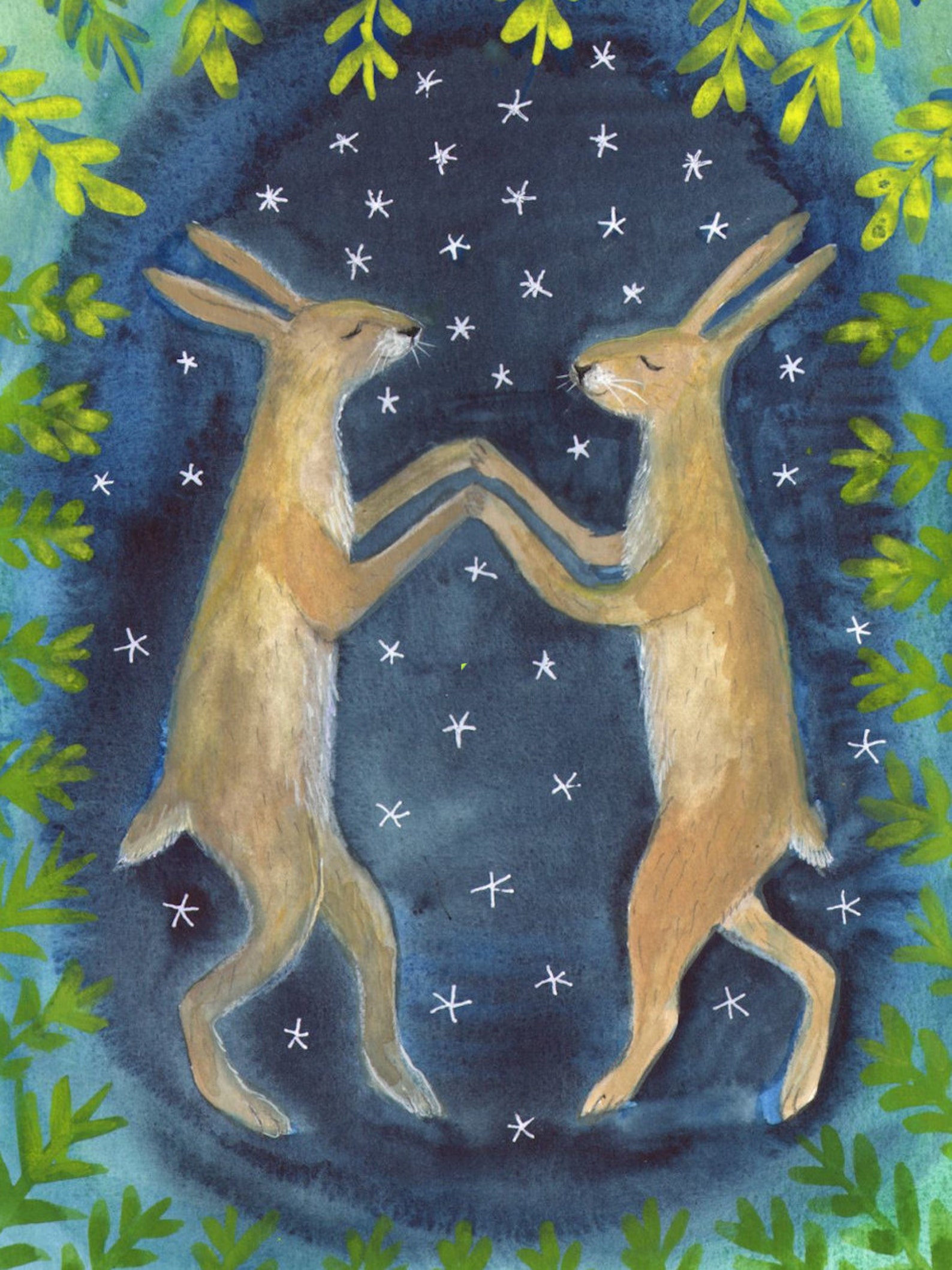A Pair of Hares Quality A6 Greeting Card Two Hares Dancing - Etsy UK
