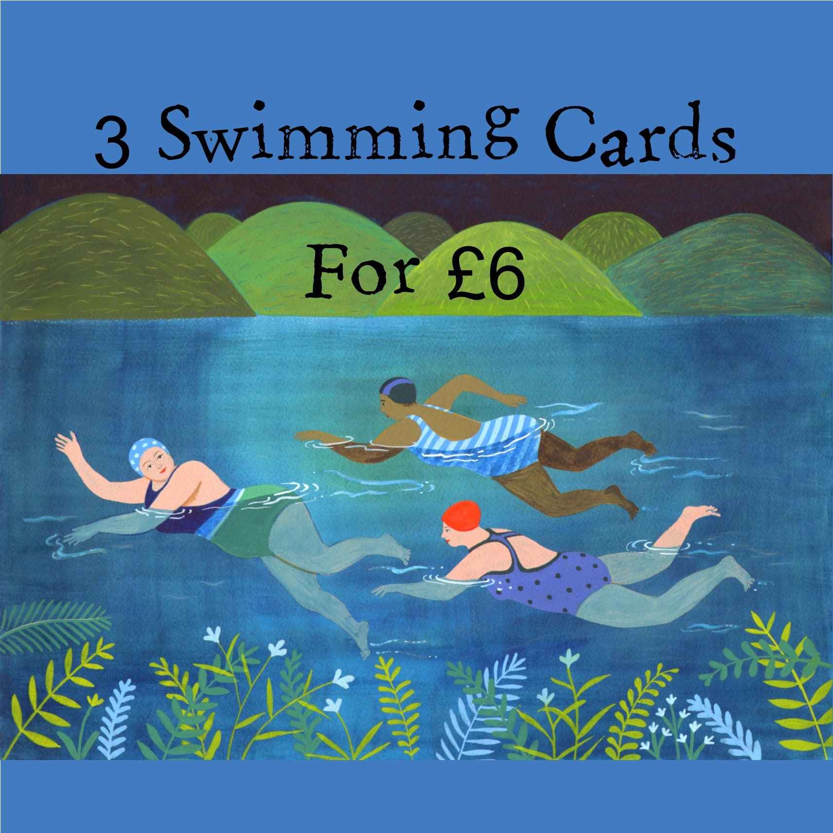 Wild Swimming Cards Pack A6 ALL Three Quality Cards for Six - Etsy UK