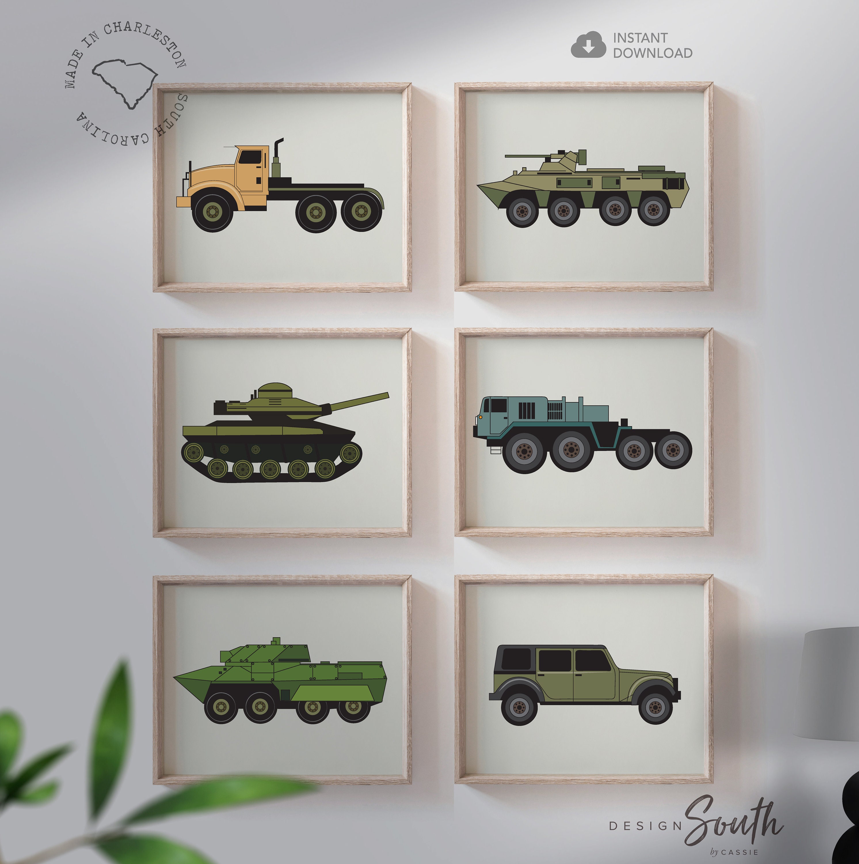 Army boys room wall art military wall art set green army | Etsy