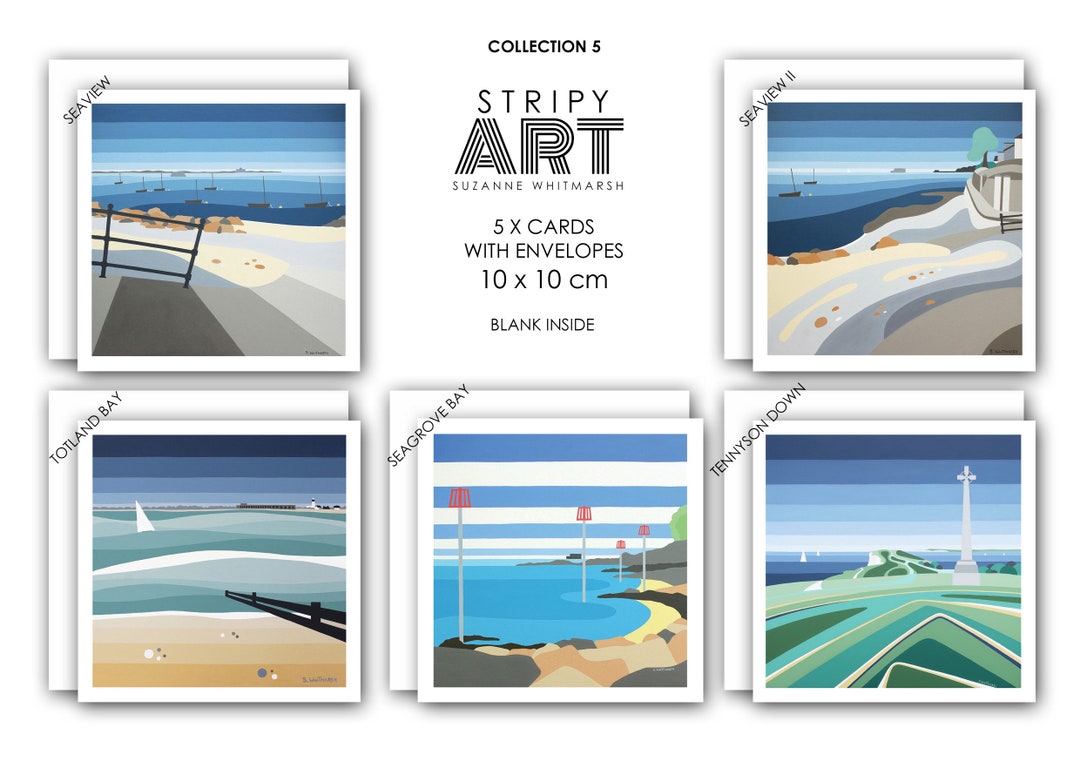 Pack of 5. Isle of Wight ART CARDS. Collection 5. Square 10 X - Etsy