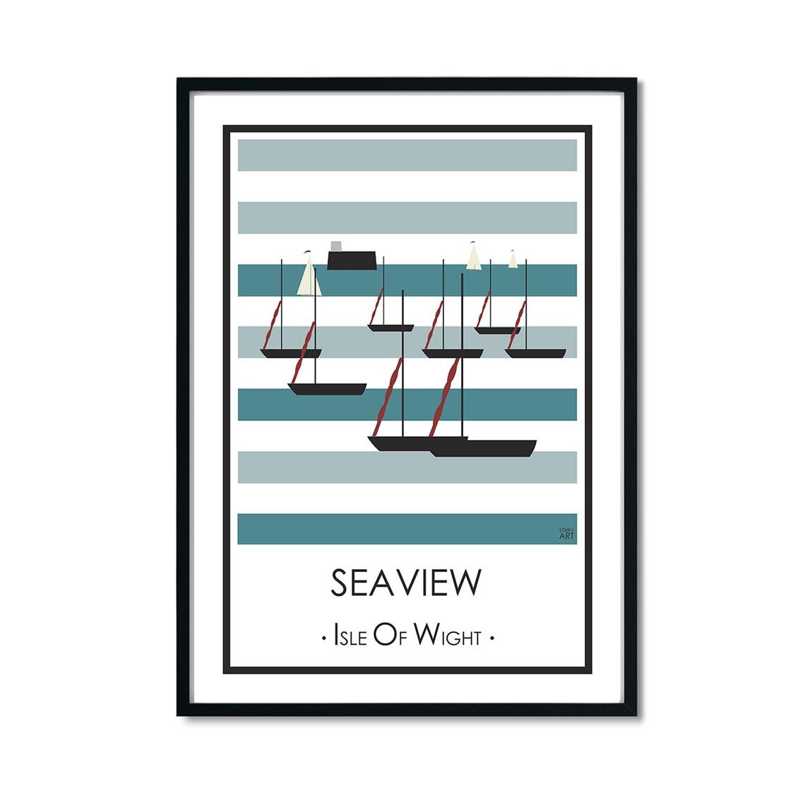 SEAVIEW (blue) Isle of Wight. Graphic Design Travel Poster or Card ...