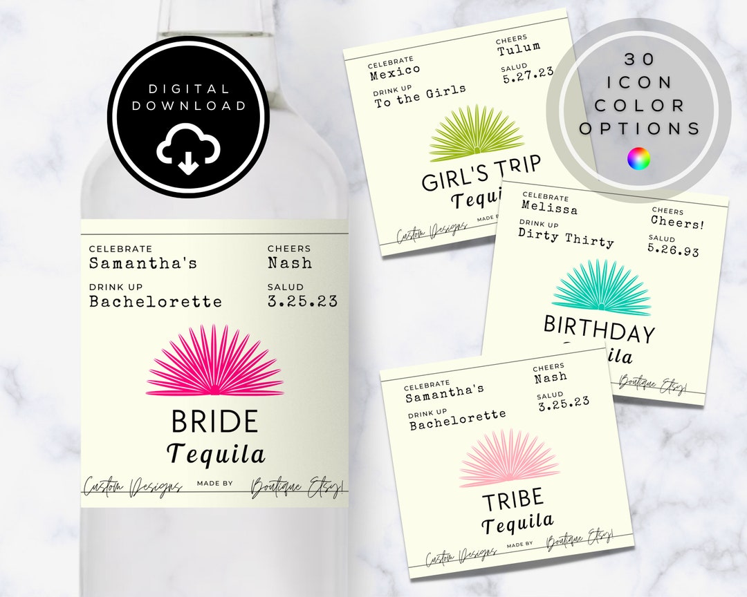 Digital Download, Custom Tequila Label, Tequila Bottle Label, Mini ...