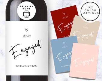 Custom Engagement Champagne Label Personalized Engagement - Etsy