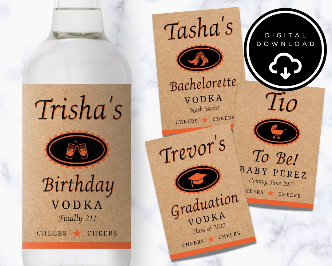Digital Download, Vodka Bottle Label, Vodka Label, Custom Vodka Label ...