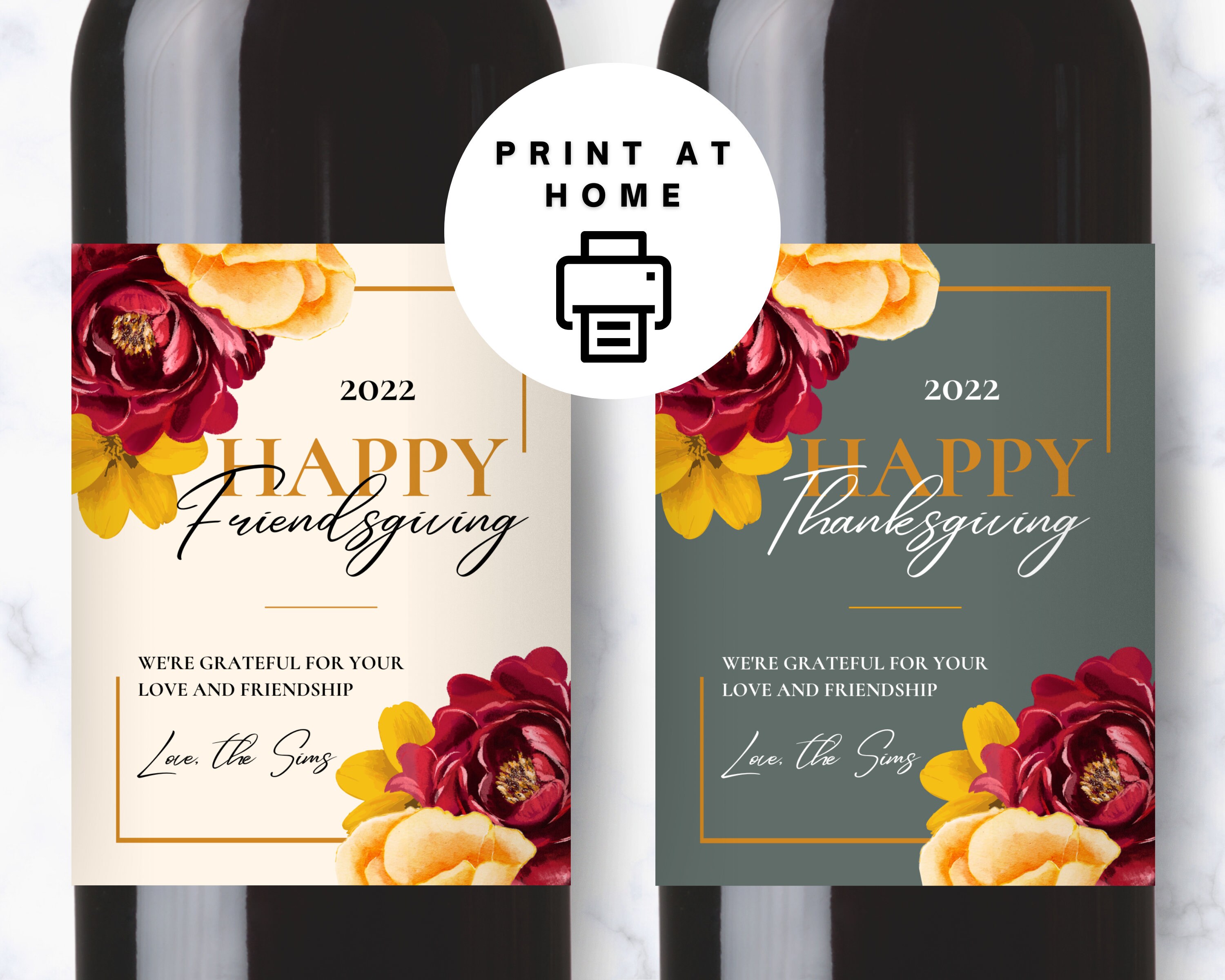 Printable Custom Thanksgiving Wine Label Custom - Etsy