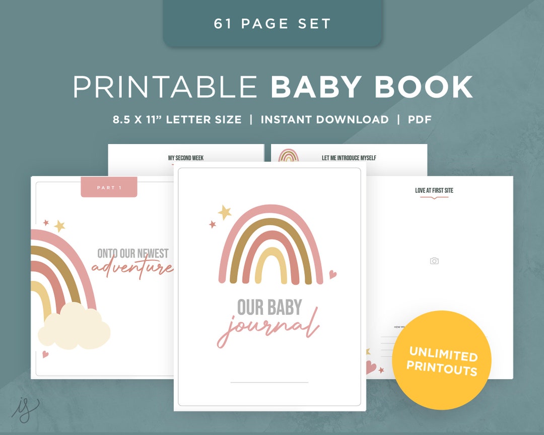 Printable Baby Book Pages / Keepsake Journal for Baby’s First Year ...