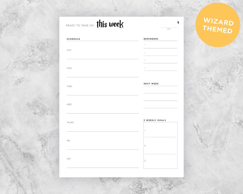 Wizard Themed Printable, Blank Daily, Weekly and Monthly Calendar Set ...