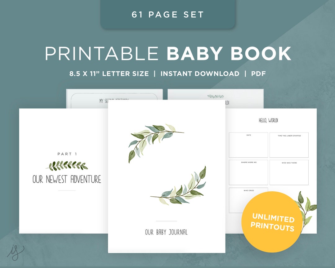 Printable Baby Book Pages / Keepsake Journal for Baby’s First Year ...