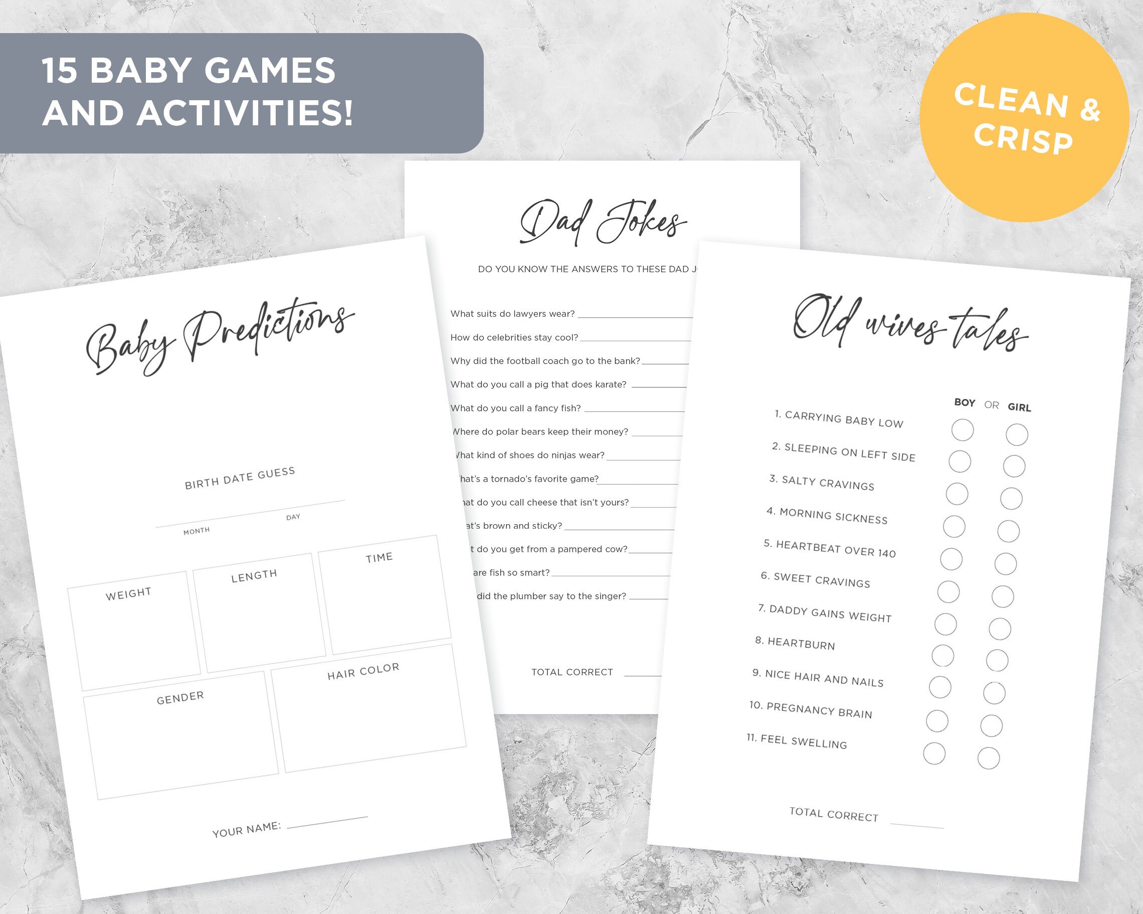 Printable Baby Shower Bundle / Light Script Baby Shower Games and Signs ...