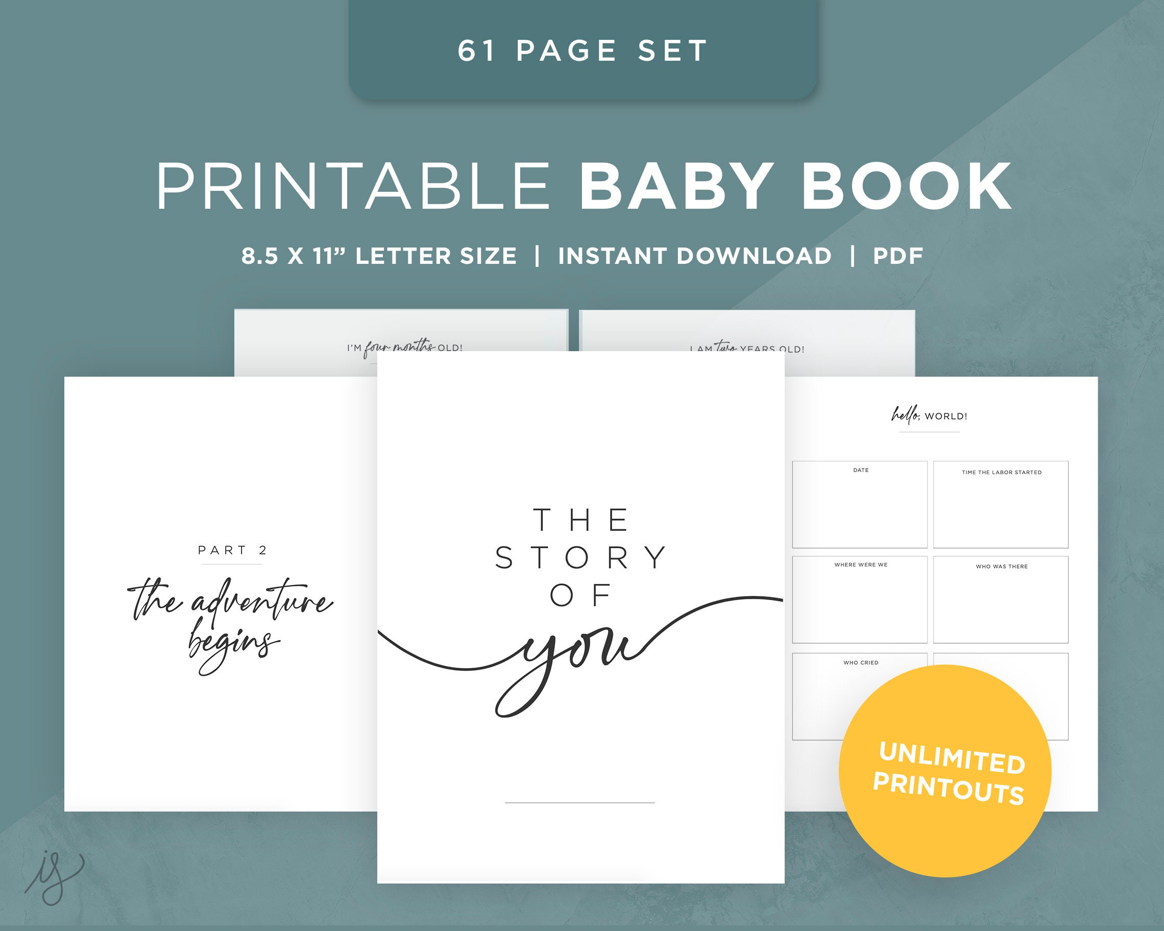 Printable Baby Book Pages / Keepsake Journal for Babys First | Etsy