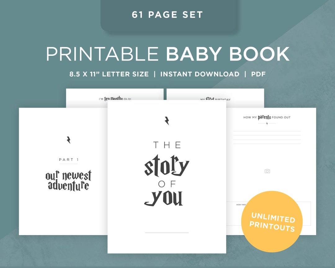 Wizard Themed Printable Baby Book Pages / Keepsake Journal for Baby’s ...